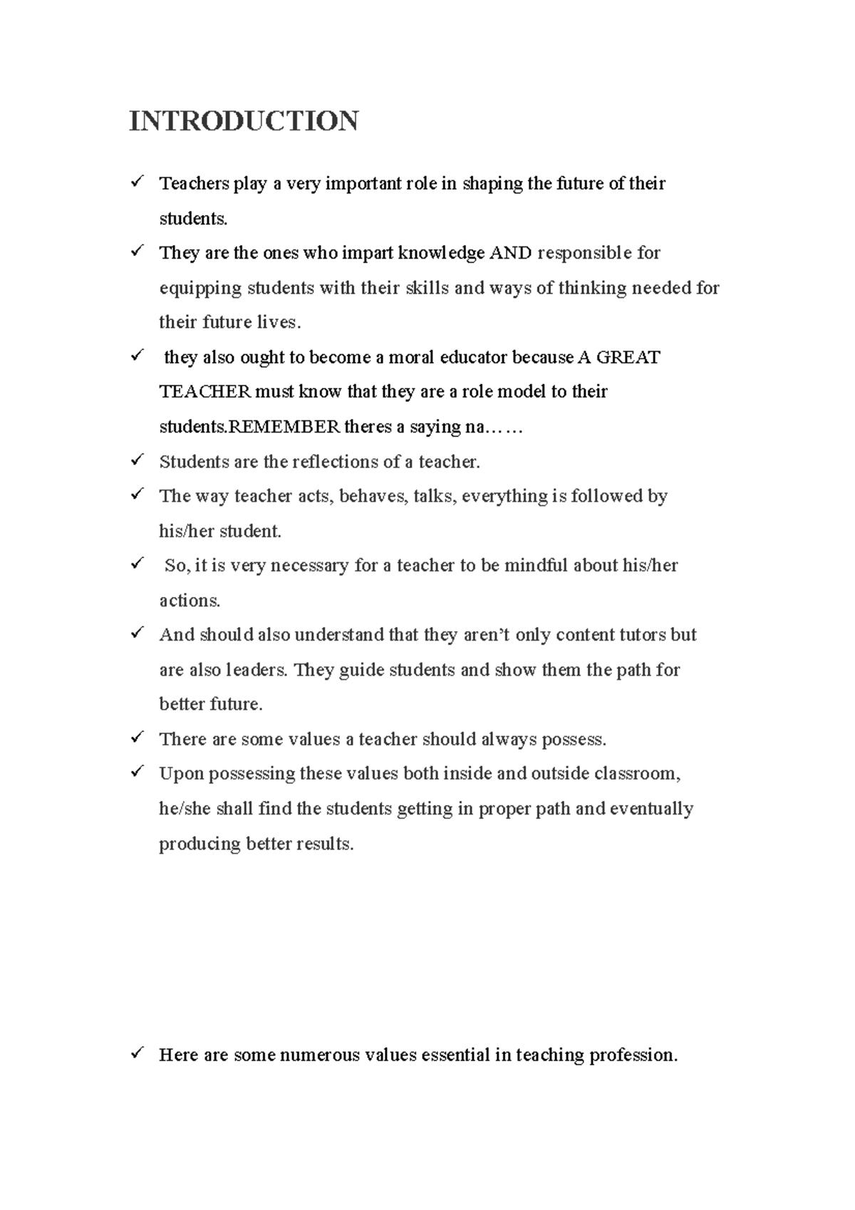 Introduction of teaching profession module 01 - INTRODUCTION Teachers ...