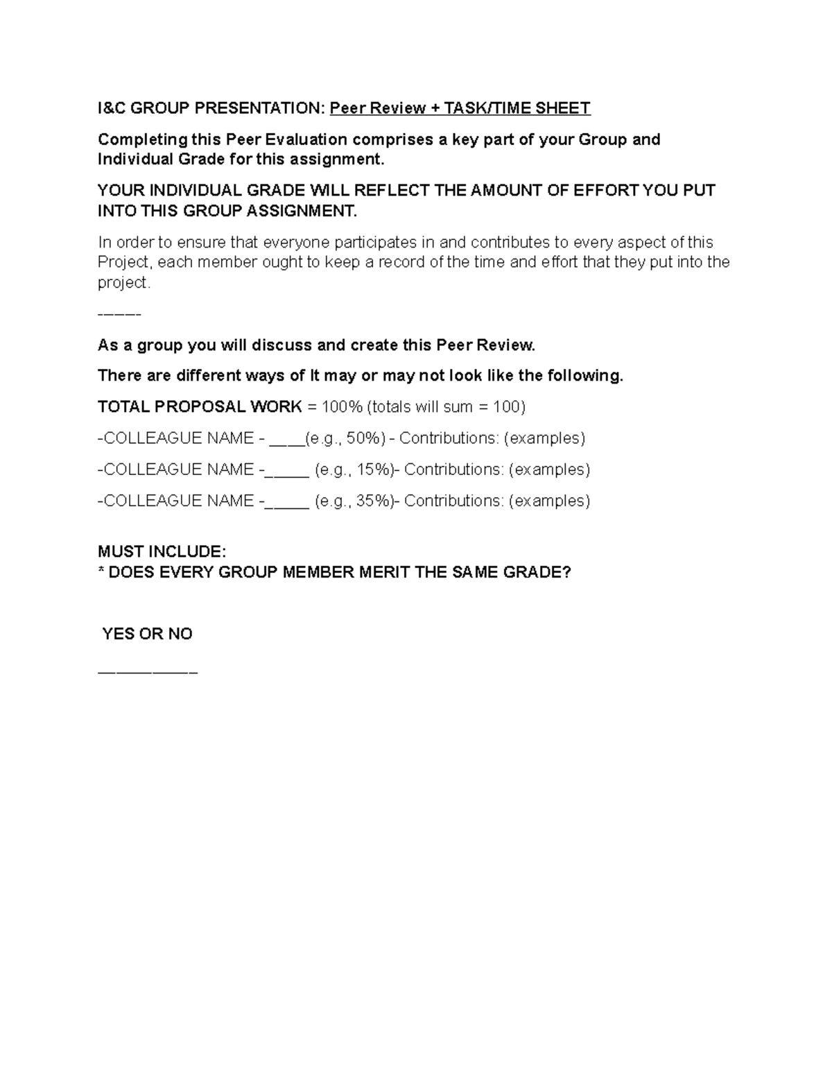 Peer Review - Group Project - I&C GROUP PRESENTATION: Peer Review ...