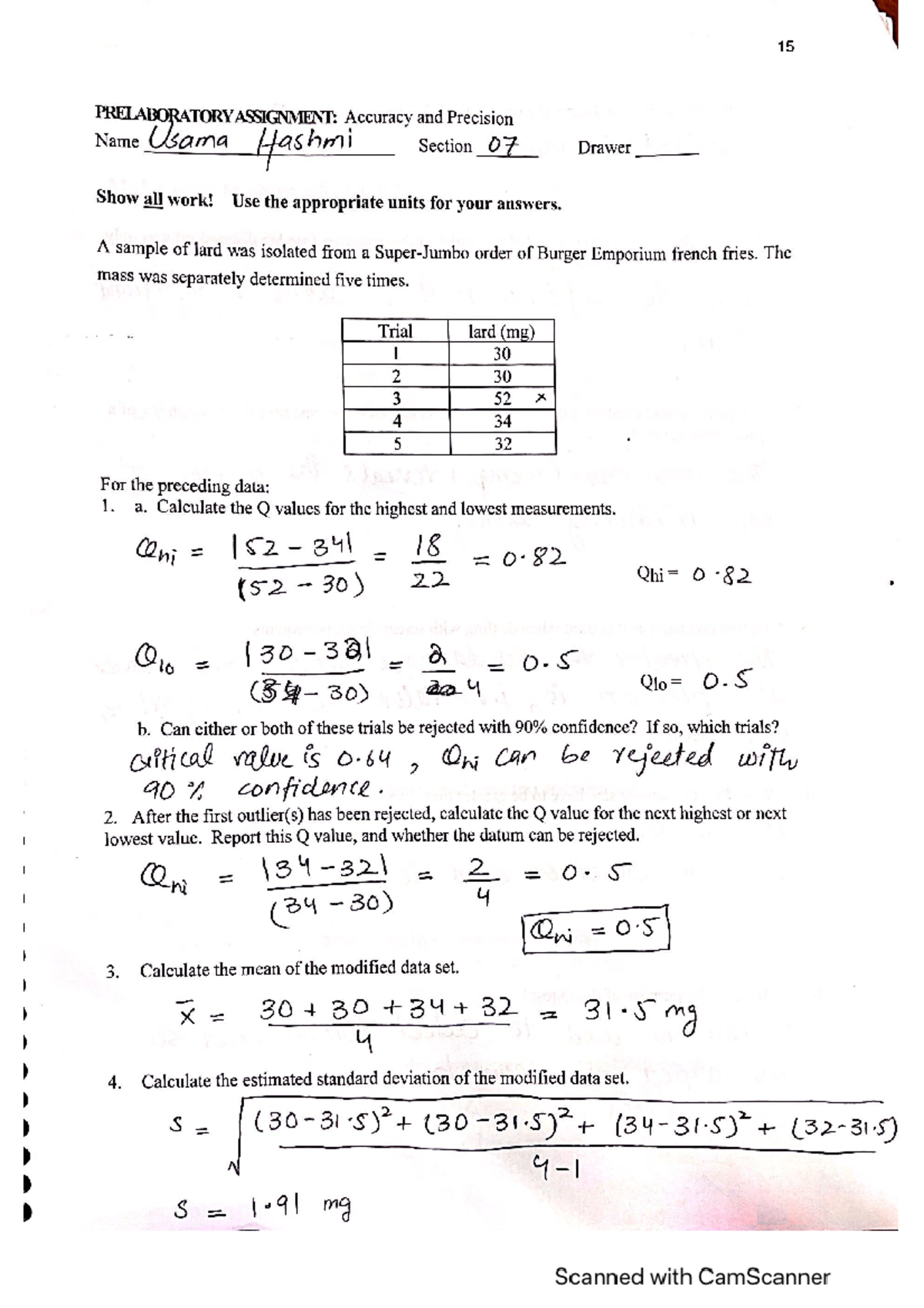 Lab Report - Accuracy and Precision - CHEM 210 - SCSU - Studocu