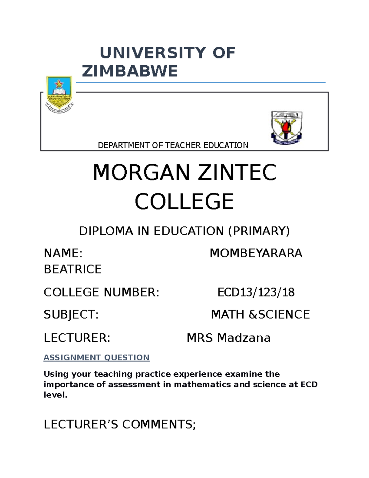 ECD mathematics and science - Discrete Mathematics - UZ - Studocu