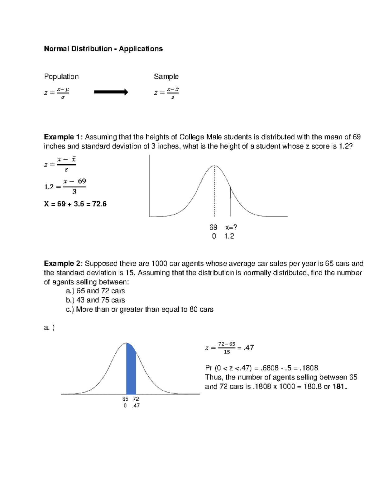 Normal Distribution- Applications - Normal Distribution - Applications ...
