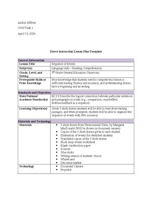 C109 - Amber Jeffries C109 Task 1 March 1, 2024 A. Direct Instruction ...