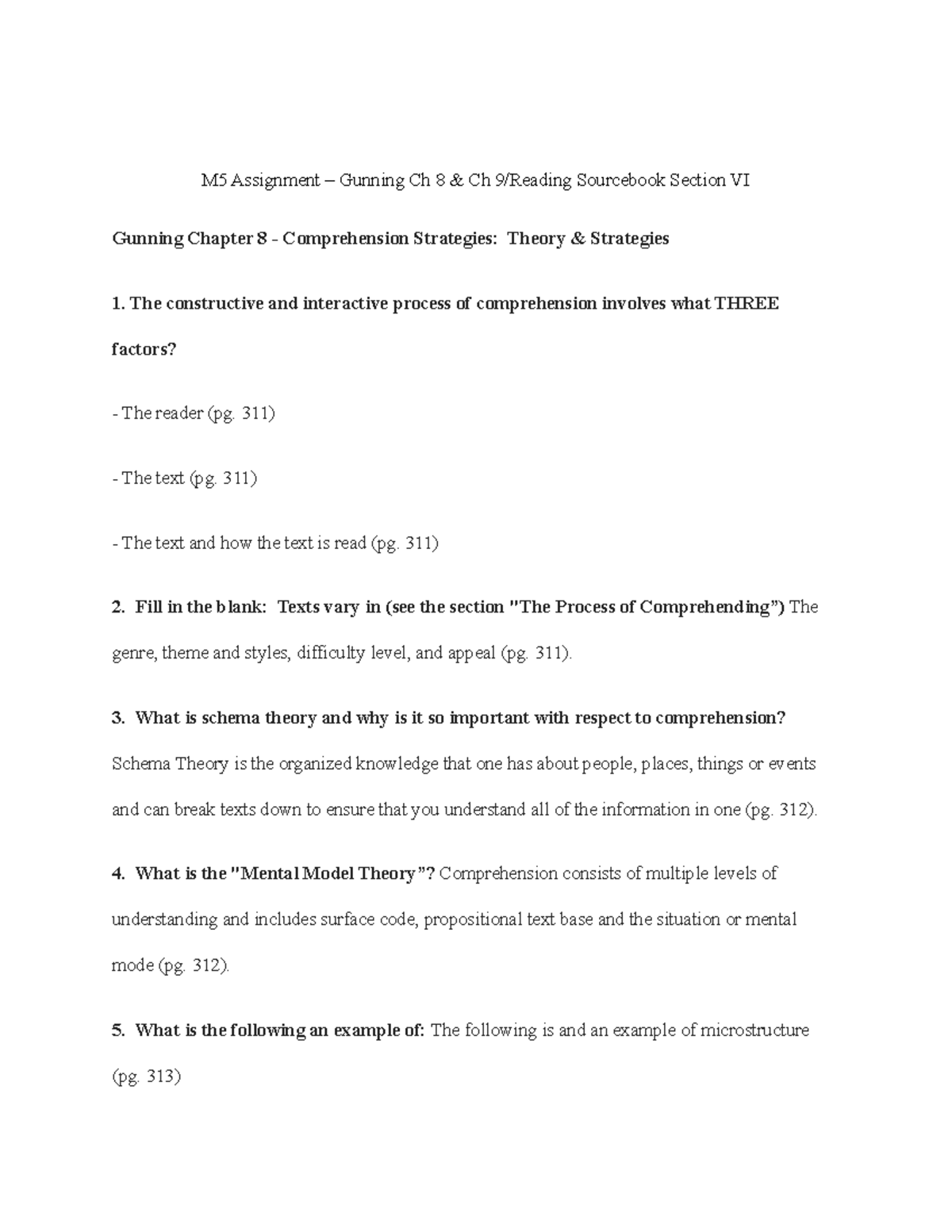 M5 Assignment - Chapters 8 and 9 of the gunnings book and section VI of ...
