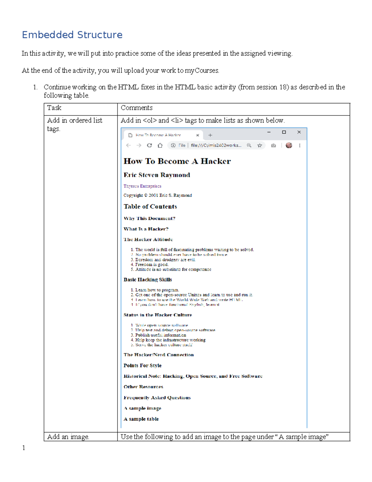 Embedded Structure Activity - Embedded Structure In this activity, we ...