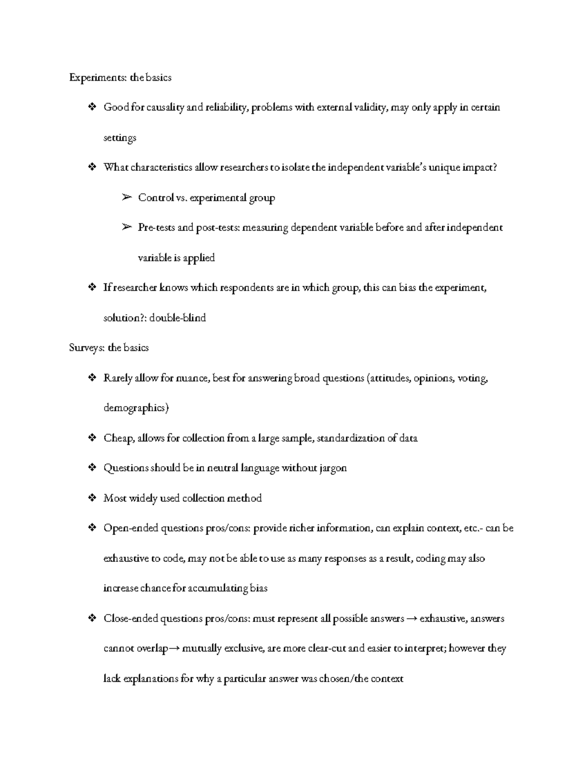 Intro to Research Design Quiz 2 Study Guide - Experiments: the basics ...