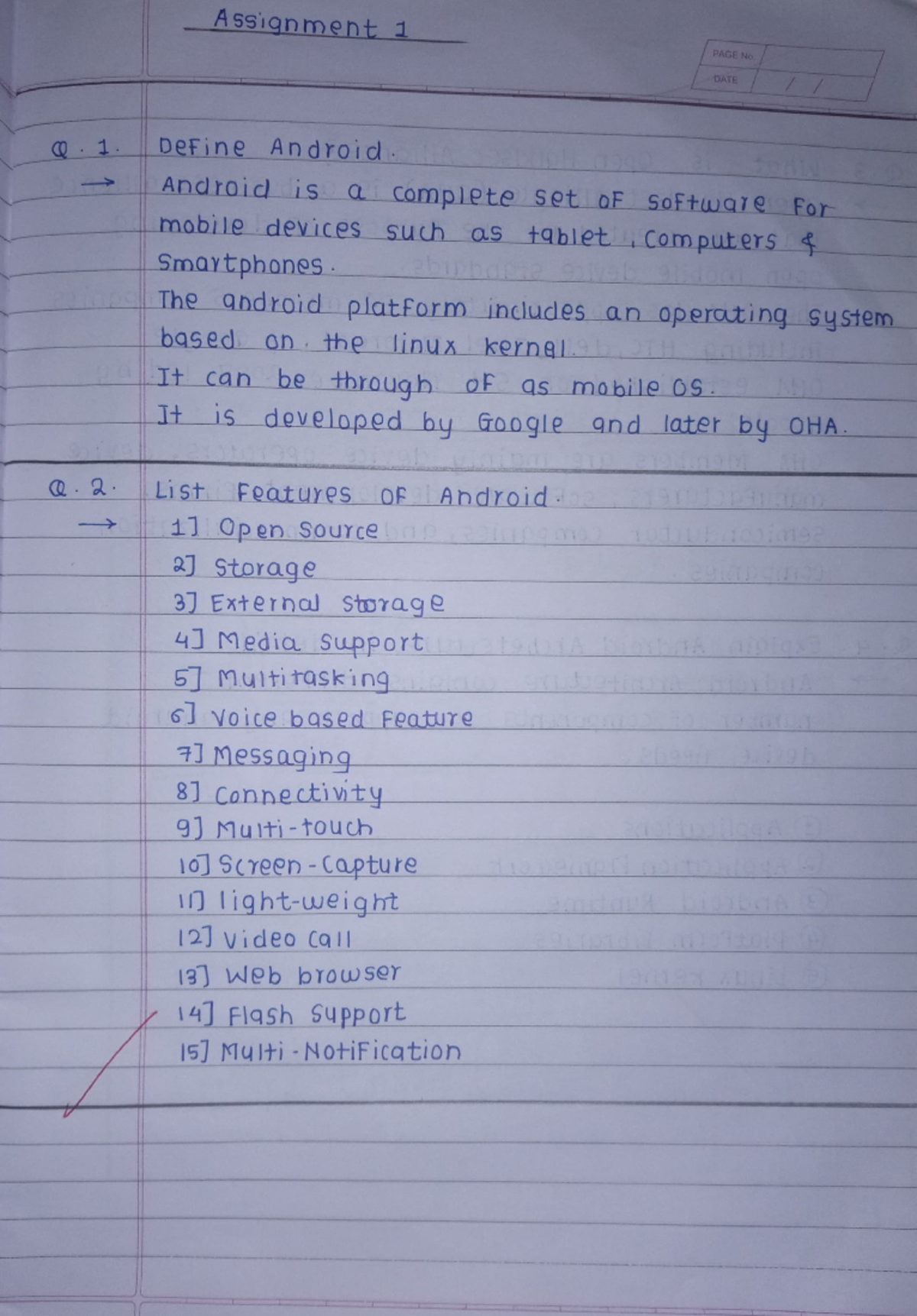 MAD Assignment 01 - A5Signment 1 PAGE No DATE 1 DeFine Android Android is a Complete set oF ...