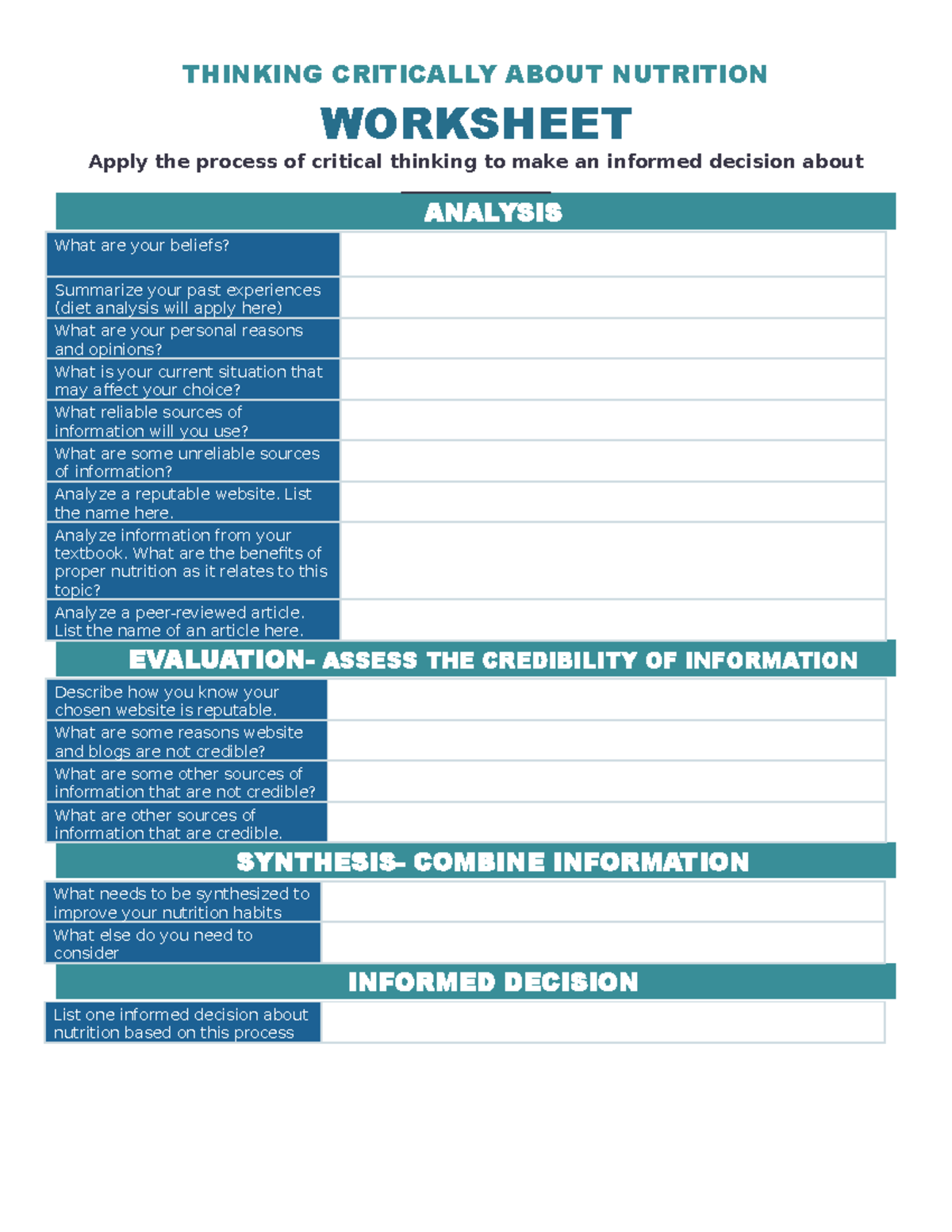 1-Thinking critically about nutrition- fat - NSG305 - GCU - Studocu