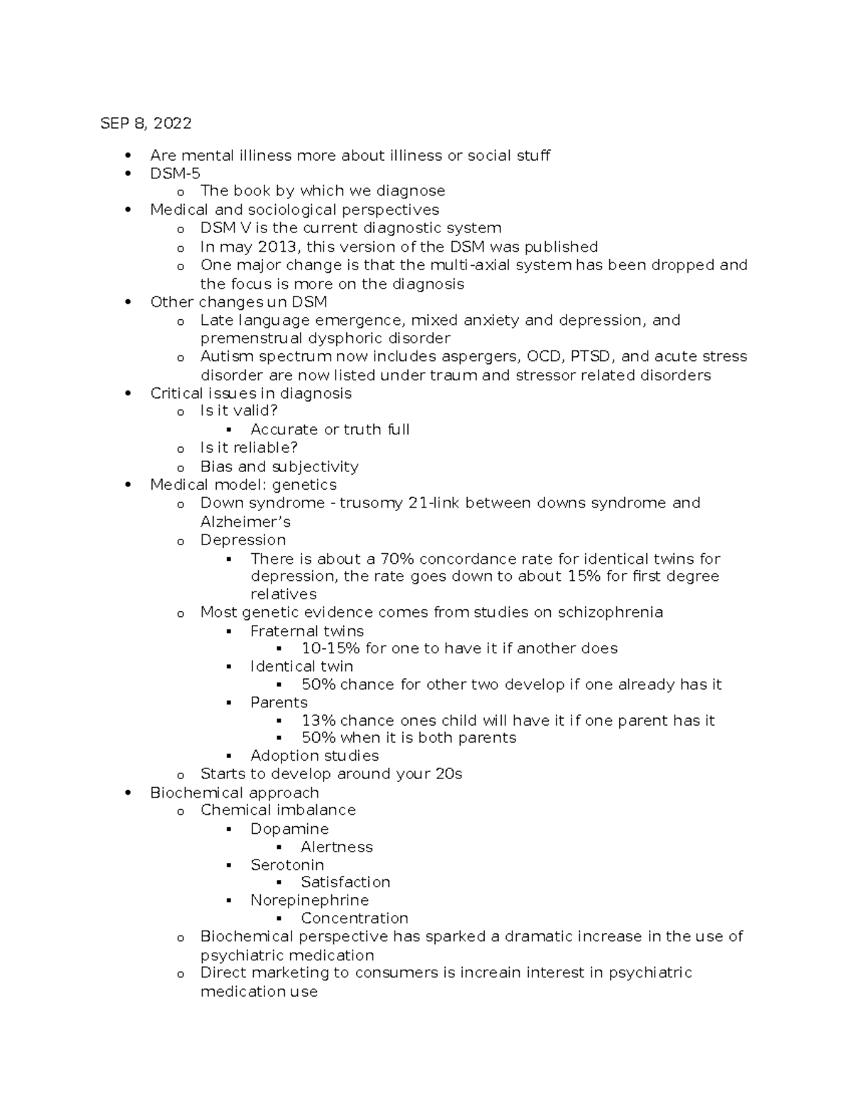 Swk 307 3 - notes from mental health service - SEP 8, 2022 Are mental ...