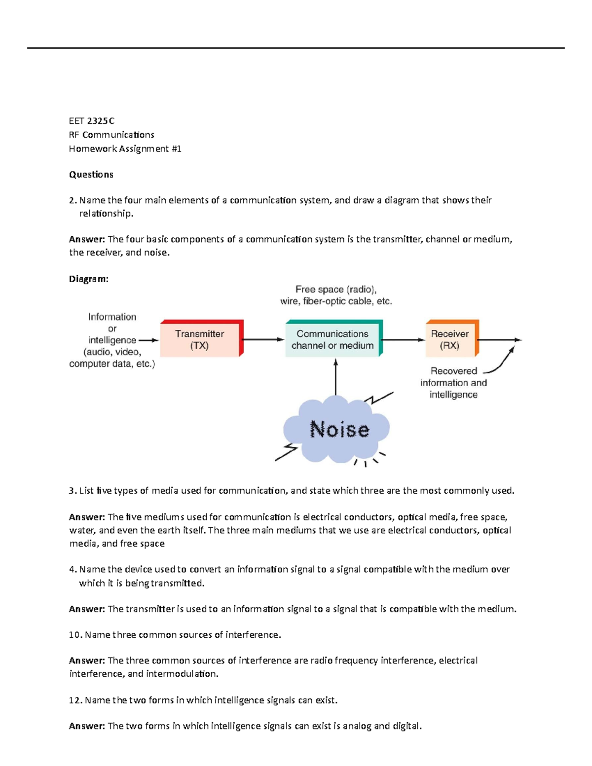 Homework Assignment 1 - Lecture Notes - EET 2325C RF Communications ...