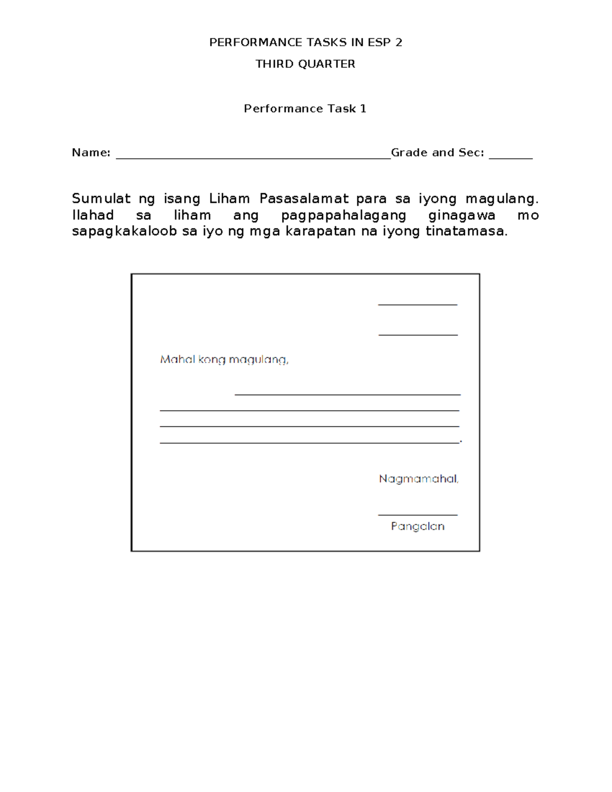 G2 PT Q3 ESP - Periodical Test in ESP2 Quarter 3 - THIRD QUARTER SKAI ...