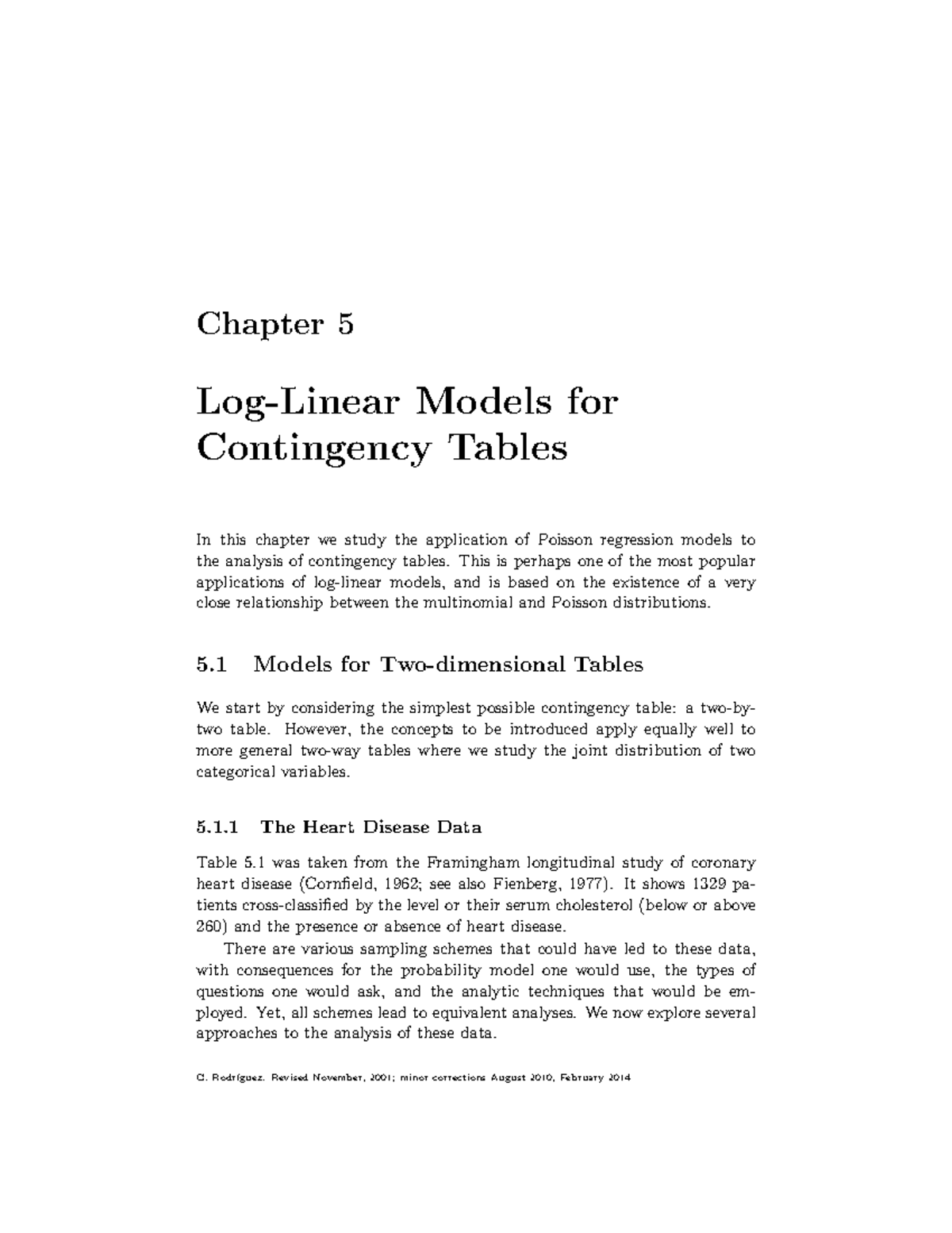 C5 about log linier and logistic - Chapter 5 Log-Linear Models for Contingency Tables In this ...