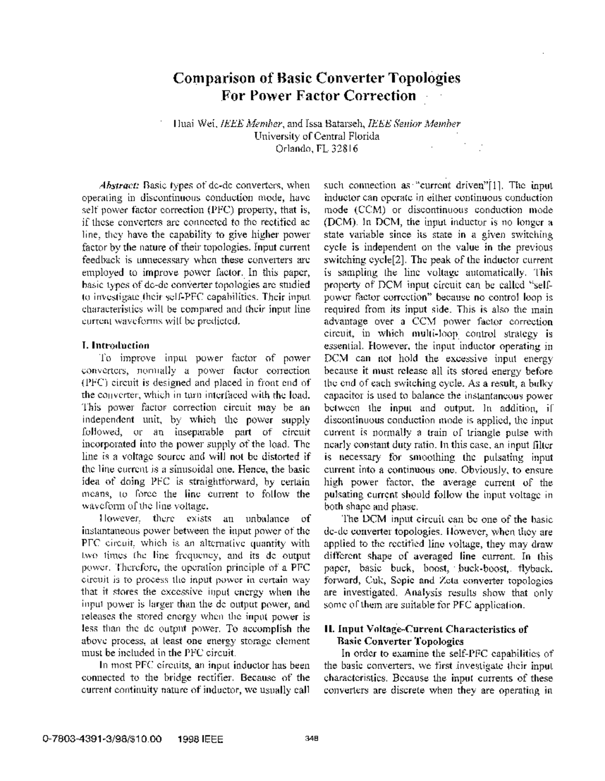 Comparison of basic converter topologies for power factor correc ...