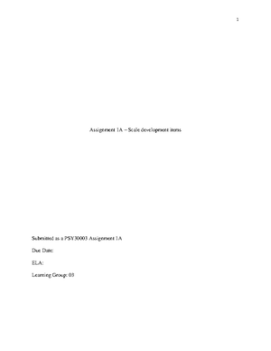 PSY30003 - Assignment 1c Lab Report Introduction - Ashley Woods - 102186753 - Development of a ...