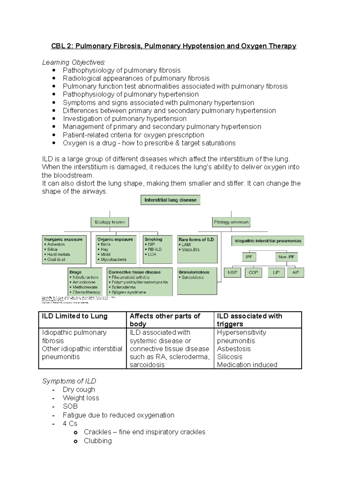 CBL 3 - Restrictive Lung - CBL 2: Pulmonary Fibrosis, Pulmonary ...