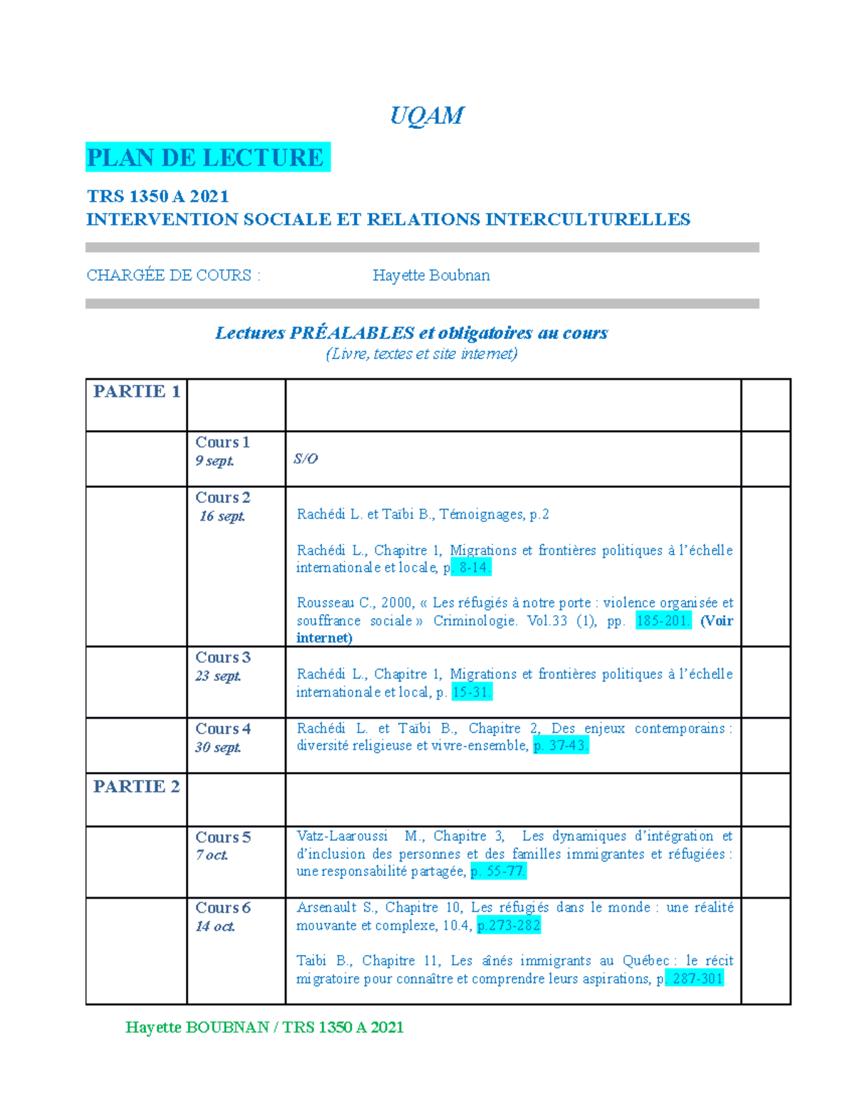 Finale PLAN DE Lecture TRS 1350 A 2021 - UQAM PLAN DE LECTURE TRS 1350 ...