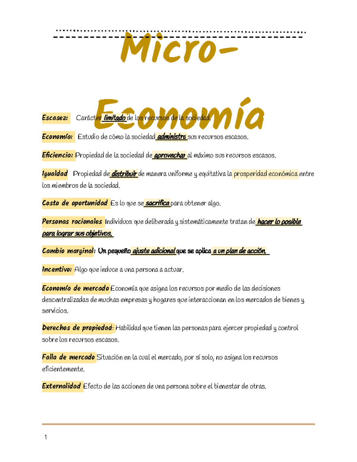 Micro - es un resumen de capítulos de mankiw - Micro- Economía Escasez: Carácter limitado de los ...