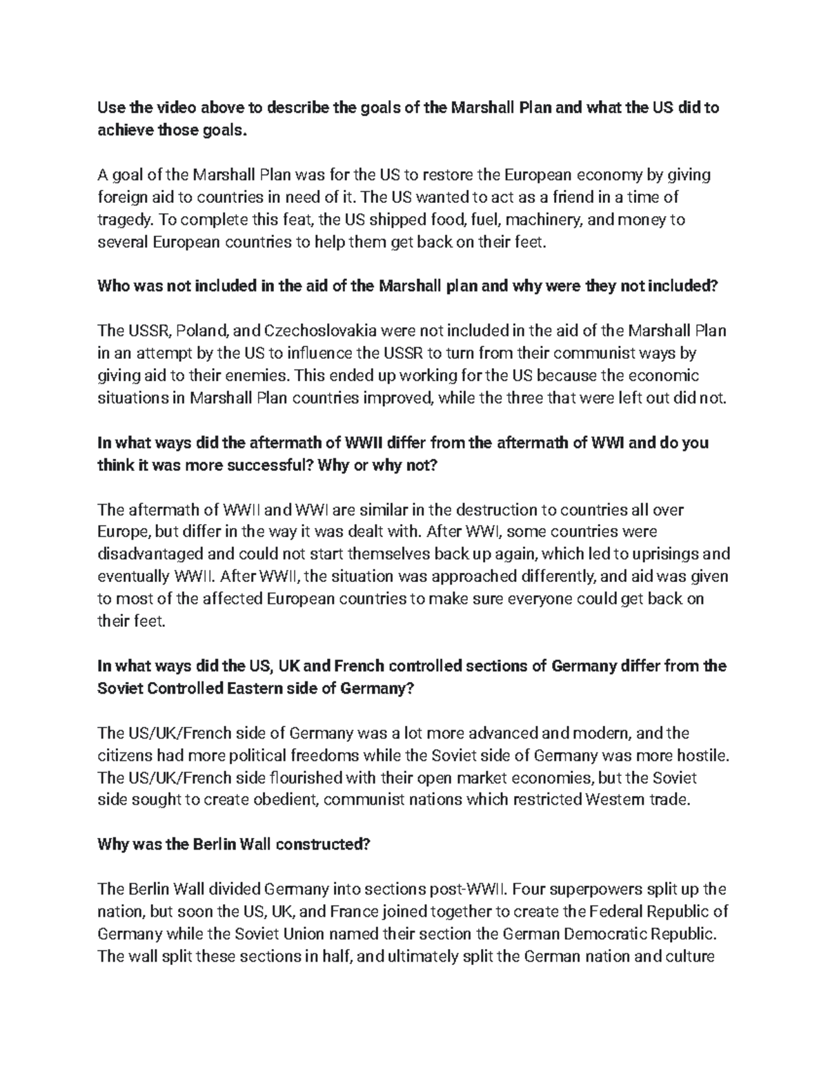 Rebuilding europe - Marshall Plan, Berlin Wall, Axis and Allied powers ...