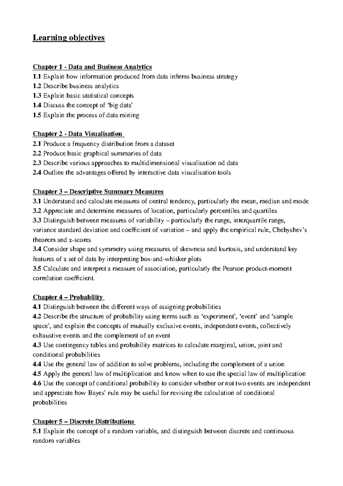 Bstats-Learning-Objectives - Learning objectives Chapter 1 - Data and ...