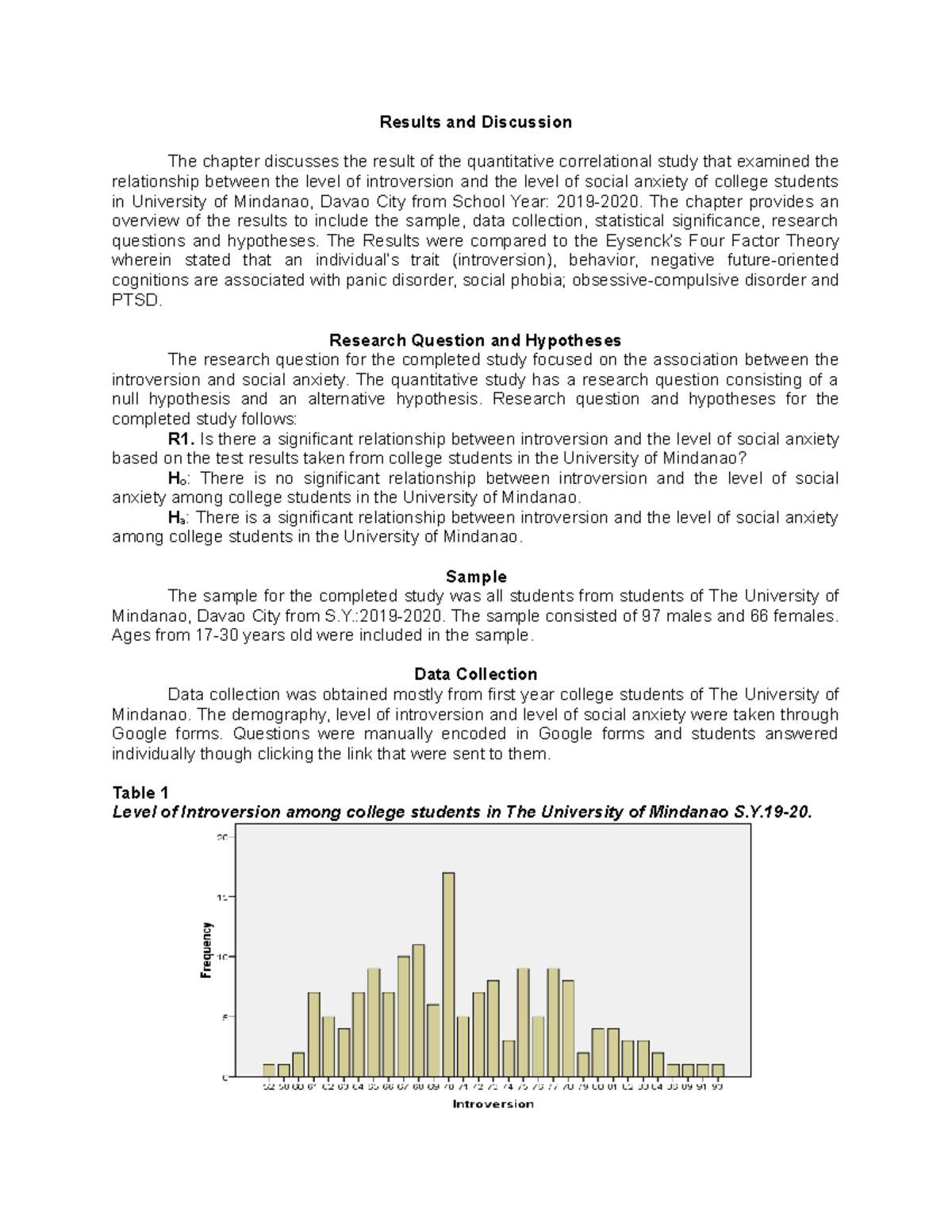 Research for masters - Results and Discussion The chapter discusses the ...