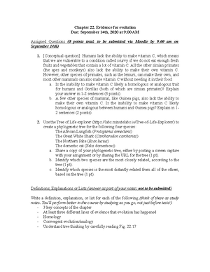 BIOL 226 Course Outline Fall 2022 - BIODIVERSITY AND ECOLOGY (BIOL 226/ ...