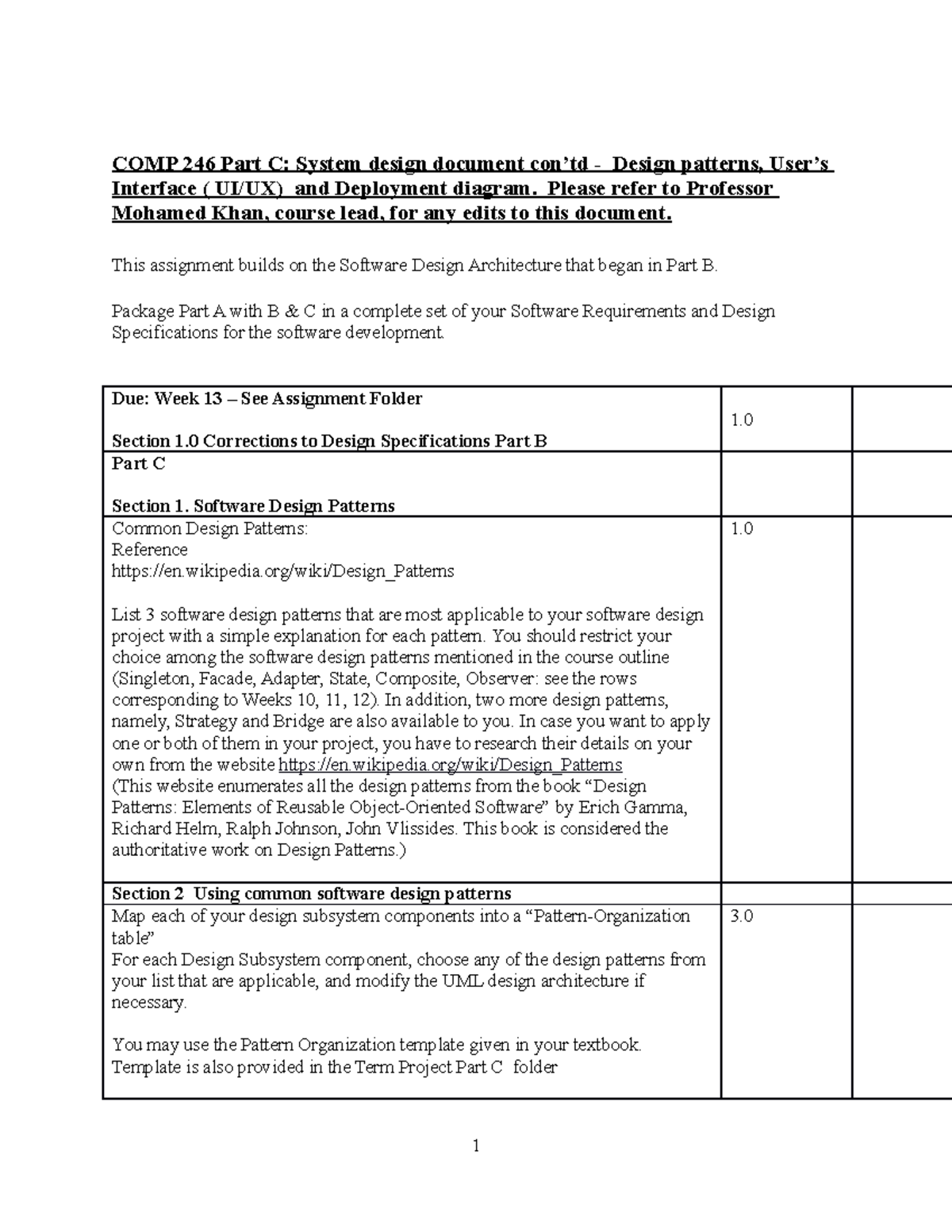 COMP 246 Term Project Part C SDD -2 - COMP 246 Part C: System design ...