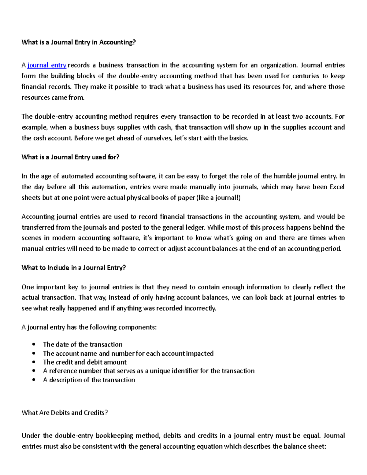 Journal Entry - Journal entries form the building blocks of the double ...