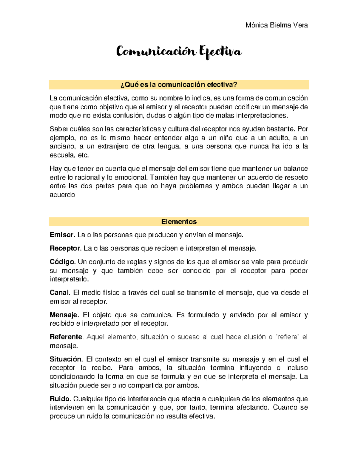 Apunte Comunicación Efectiva - Mónica Bielma Vera ComunicaciÛn Efectiva ¿Qué es la comunicación ...
