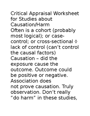 Critical Appraisal Worksheet for Intervention Studies - Critical ...