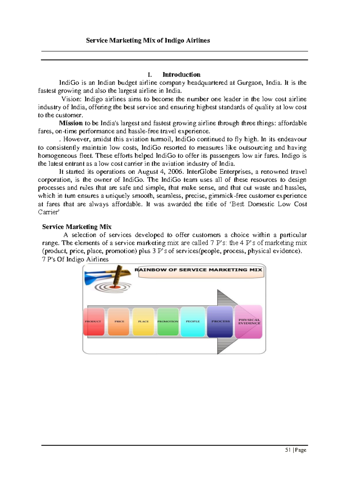 Service marketing management process Example - I. Introduction IndiGo ...