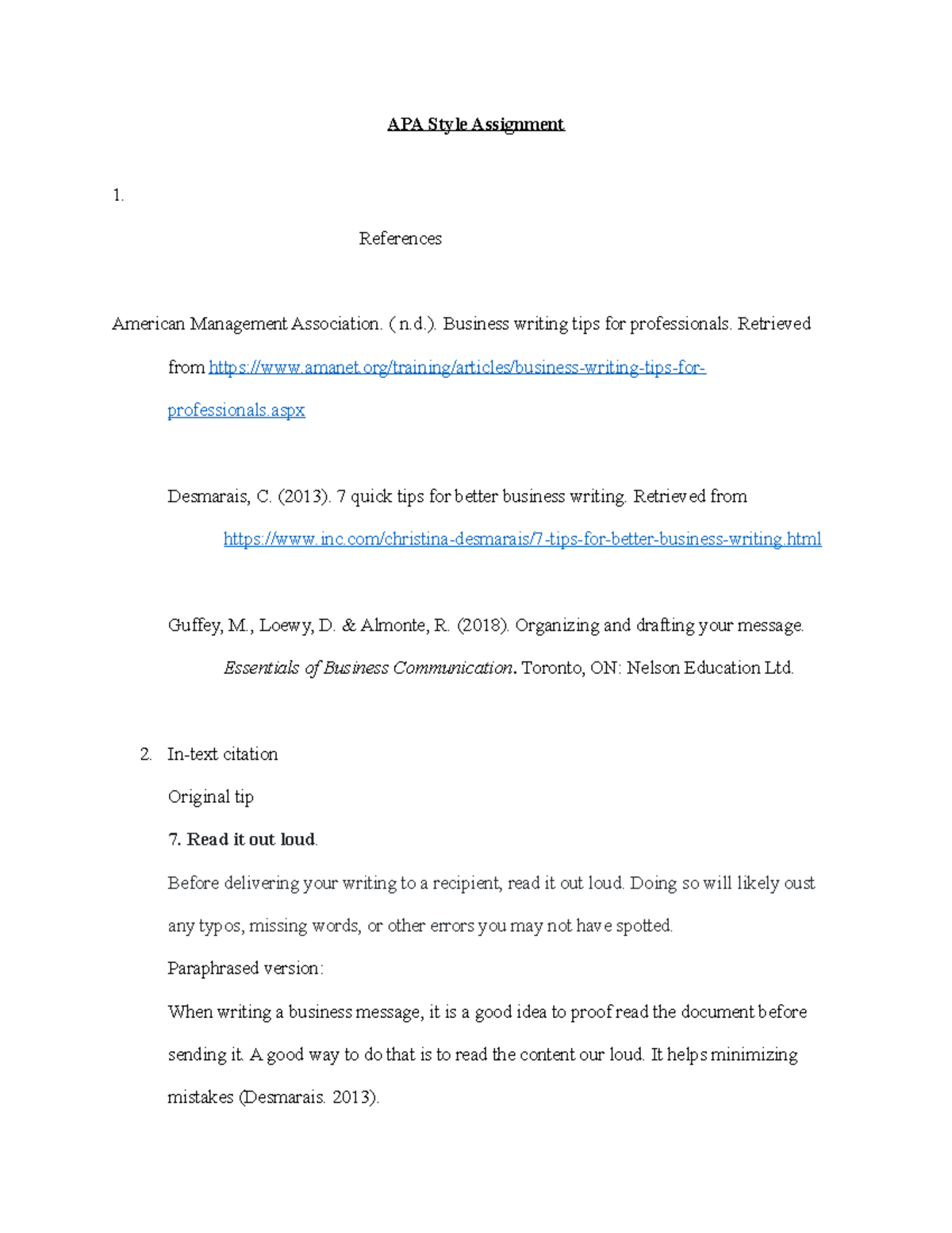 Cici Liu Assignment #1 - ... - APA Style Assignment References American ...