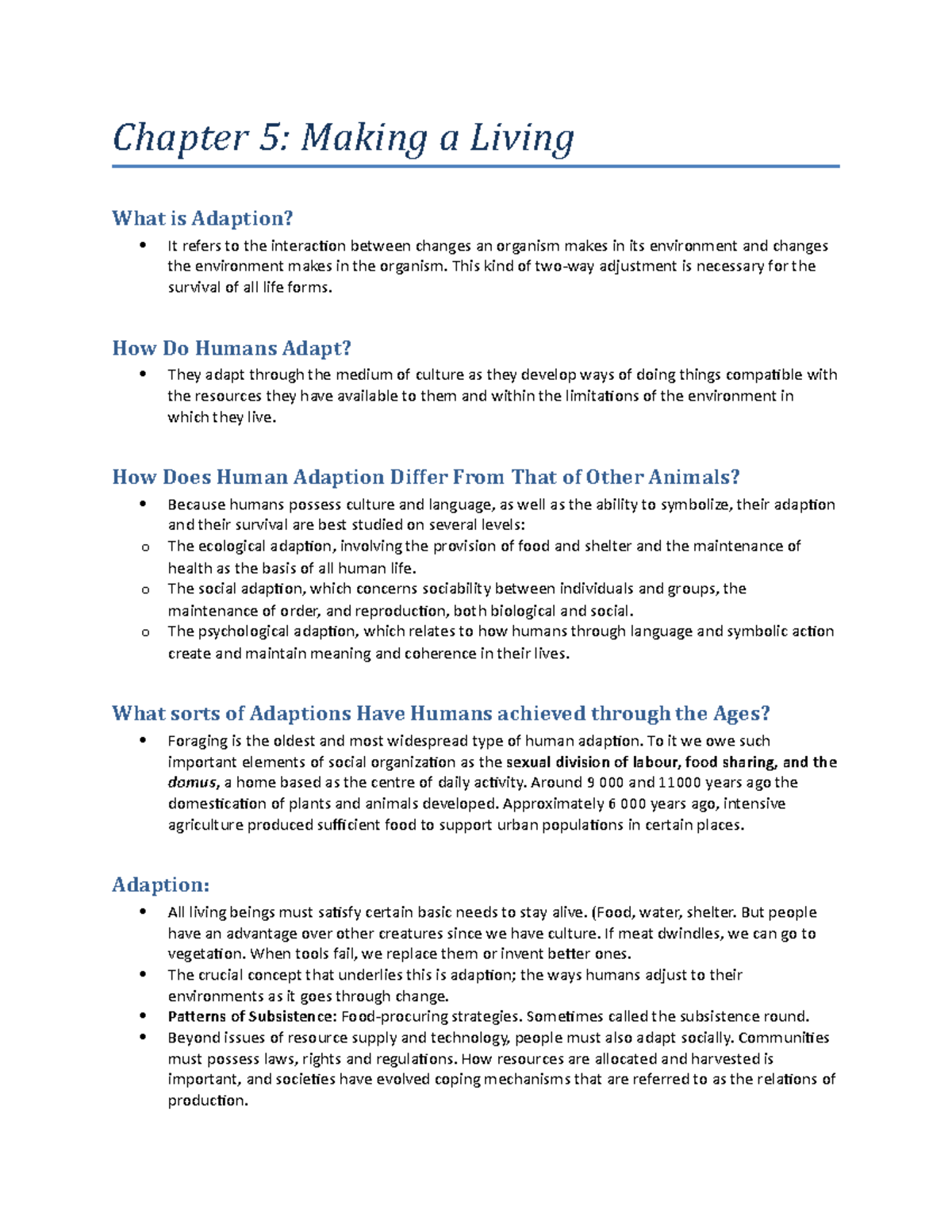 Chapter 5 - Making a Living - Chapter 5: Making a Living What is ...