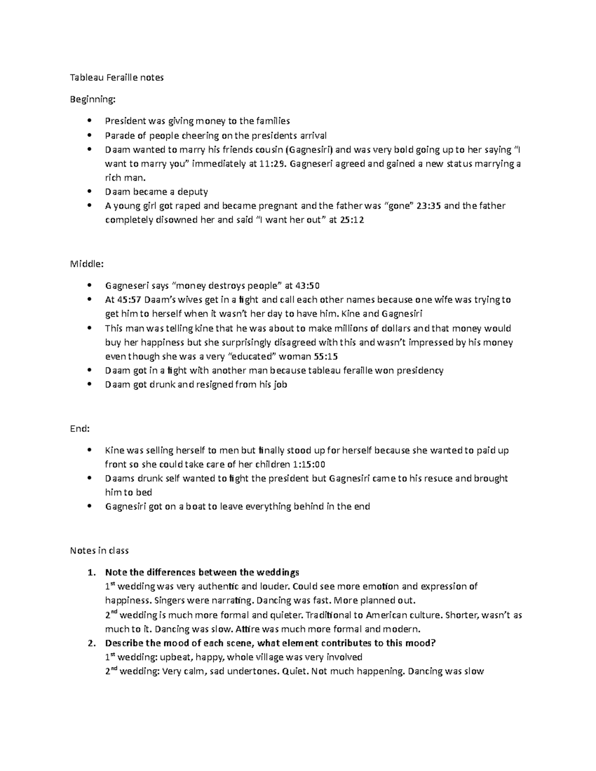 Tableau ferraille notes - Tableau Feraille notes Beginning: President ...