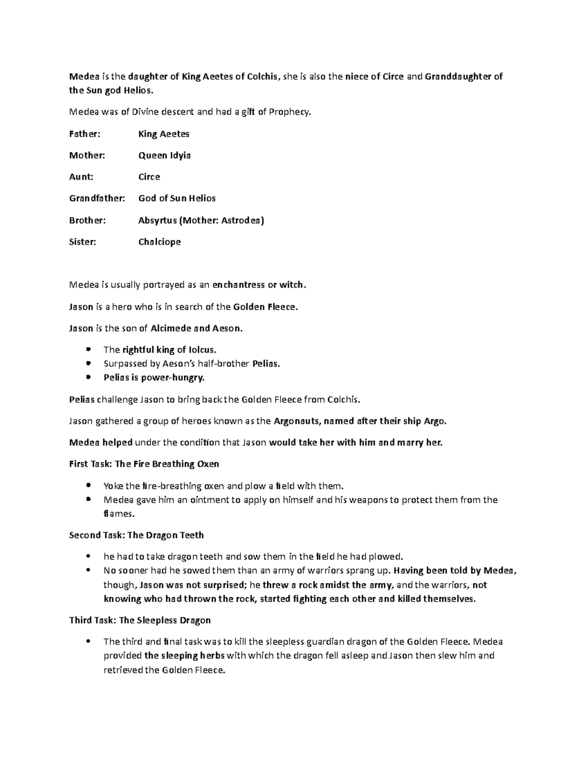 Medea - Recitation - Medea is the daughter of King Aeetes of Colchis ...