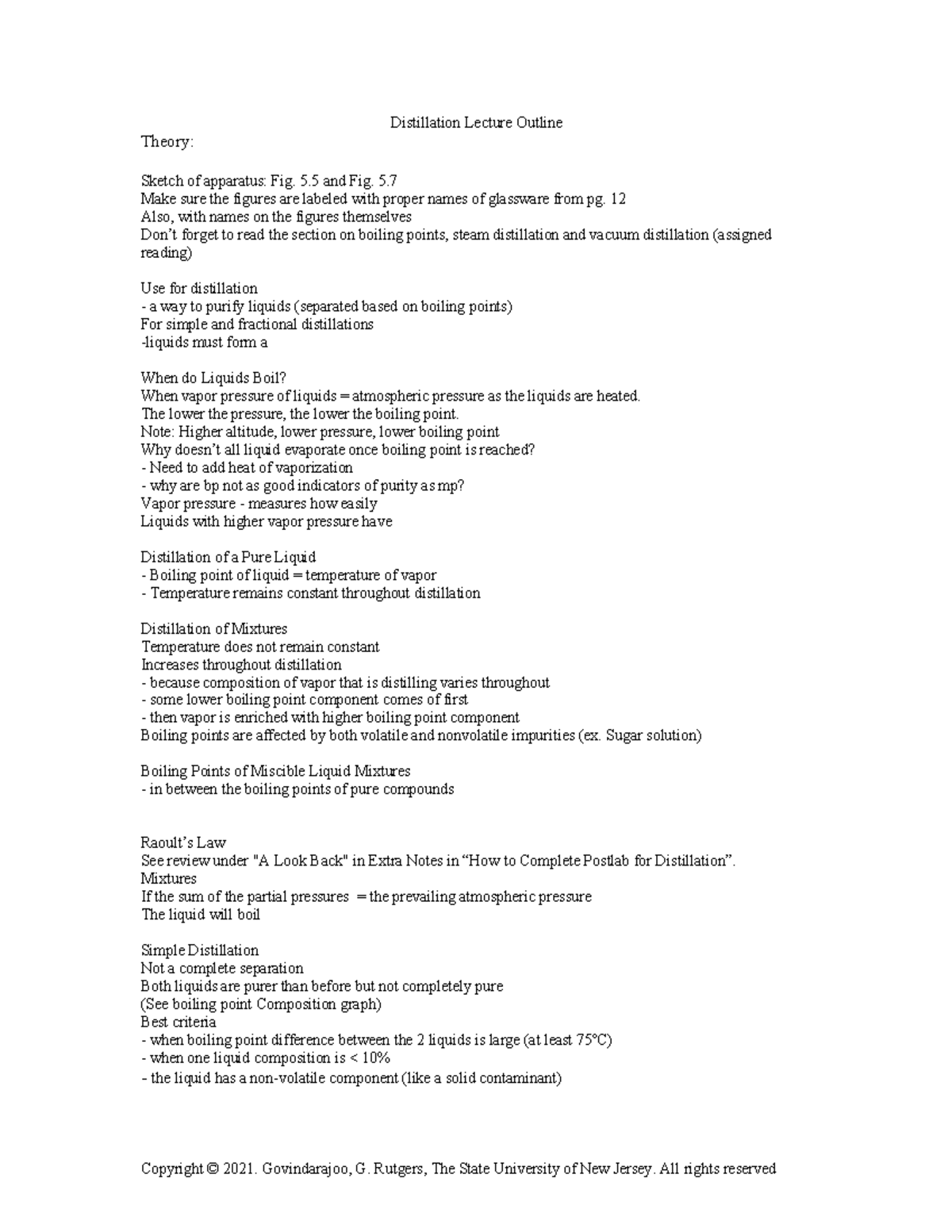 Distillation Lecture Outline - Distillation Lecture Outline Theory ...