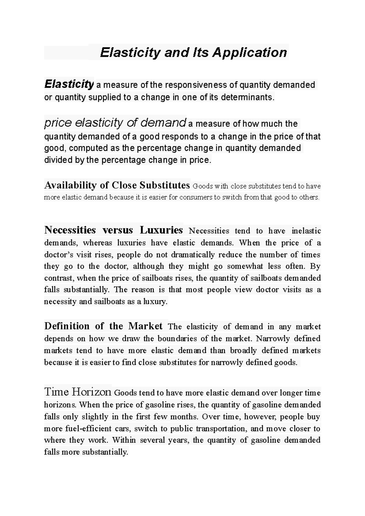 Micro-Chapter-5 - microeconomics - Elasticity and Its Application Elasticity a measure of the ...