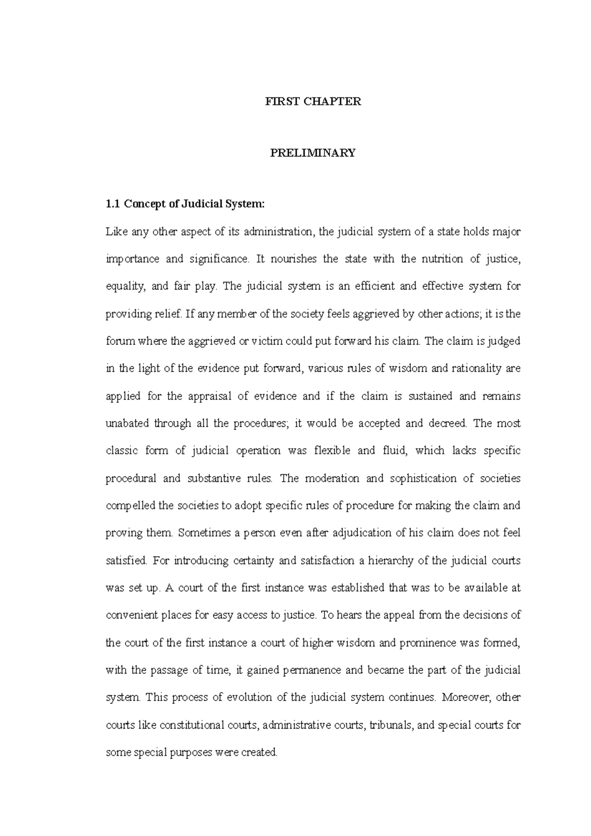 1 - judicial history - FIRST CHAPTER PRELIMINARY 1 Concept of Judicial ...