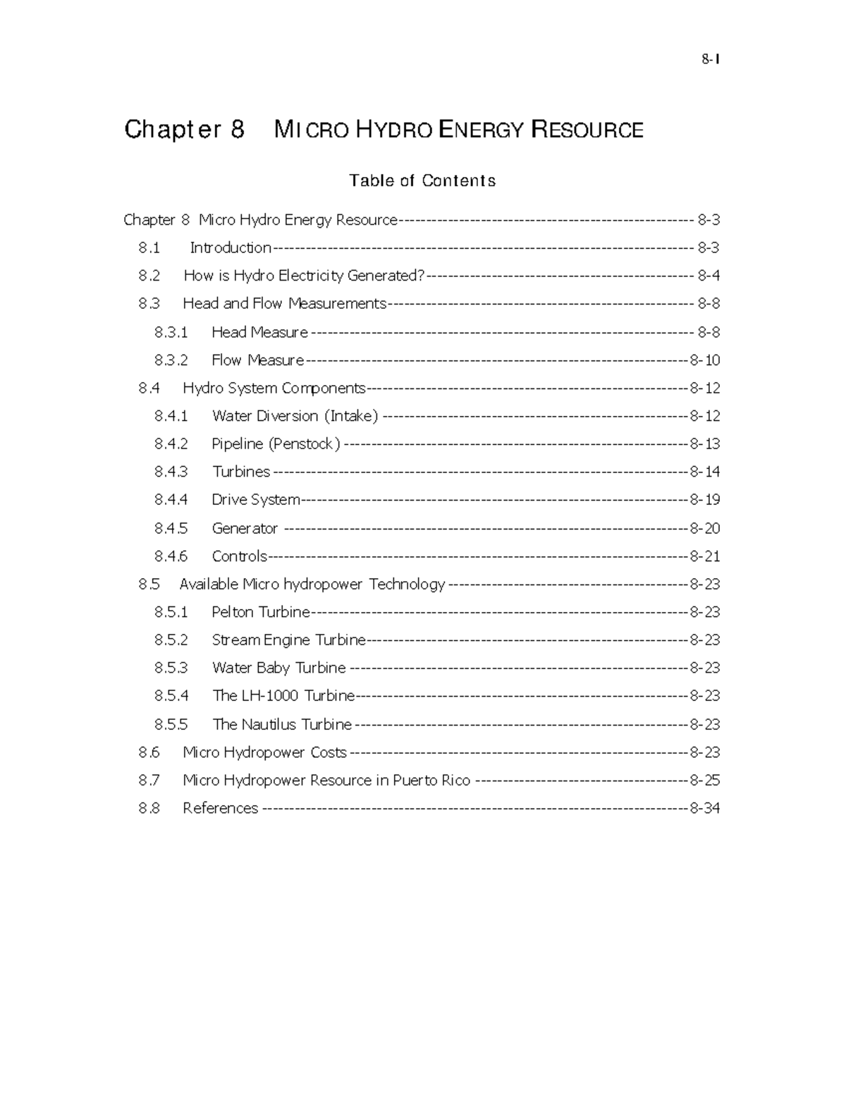 Chapter 8 Micro hydrosystems - Chapter 8 MI CRO HYDRO ENERGY RESOURCE ...