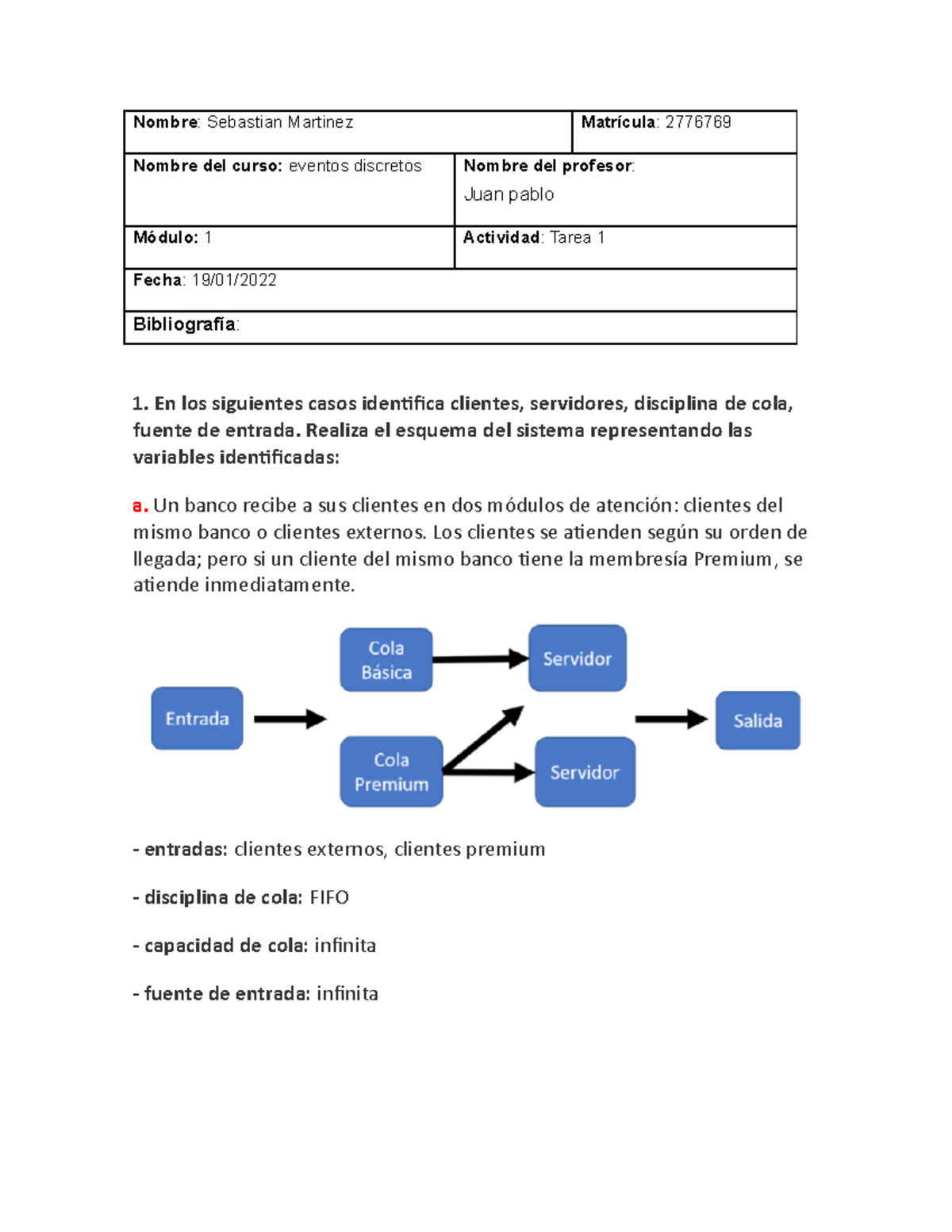 Eventos Discretos Tarea 1 Eventos Discretos ACT 1 de canvas tecmilenio ...