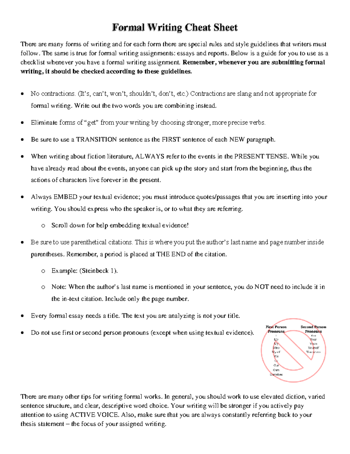 Formal Writing Cheat Sheet - Formal Writing Cheat Sheet There are many ... Formal Writing Cheat Sheet - Formal Writing Cheat Sheet There are many ...