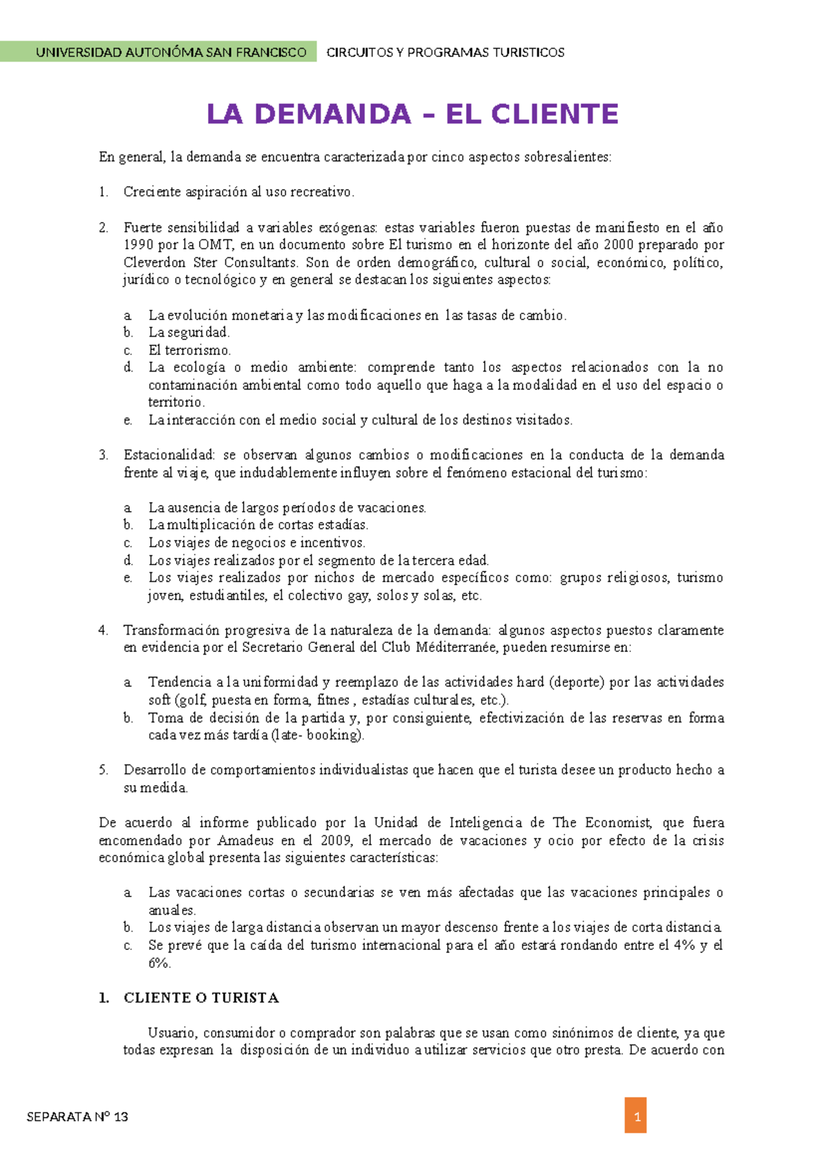 Separata 13. El cliente - LA DEMANDA – EL CLIENTE En general, la ...