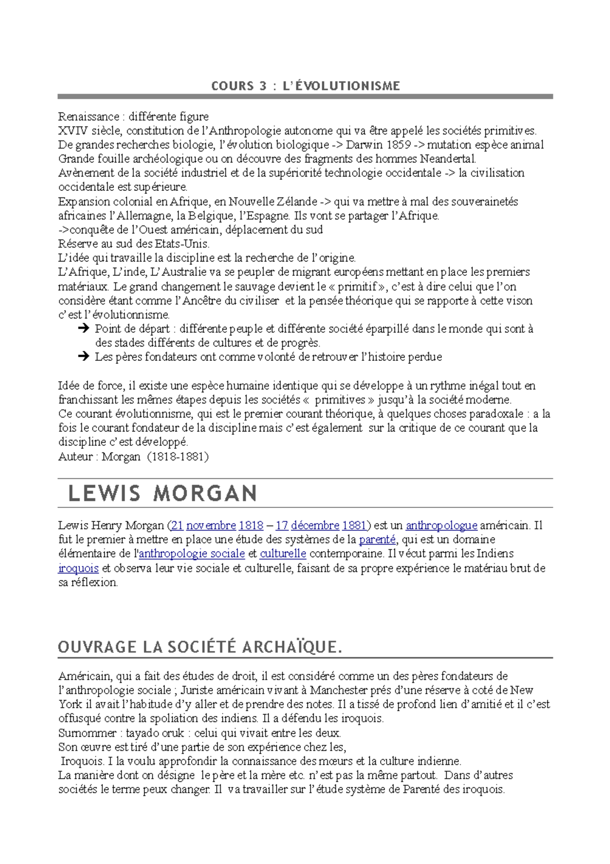 Cours 3 L’évolutionisme - COURS 3 : L’ÉVOLUTIONISME Renaissance ...