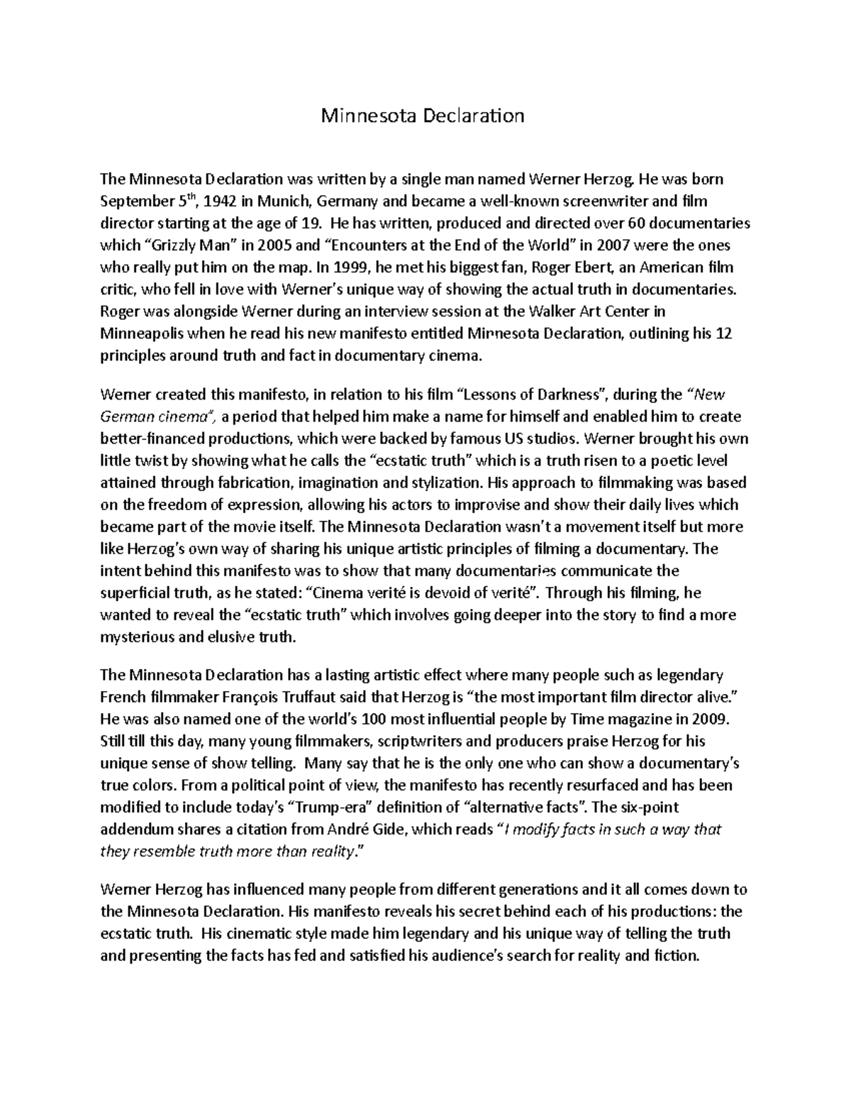 Declaration of Minnesota - Cincom - Minnesota Declaration The Minnesota ...