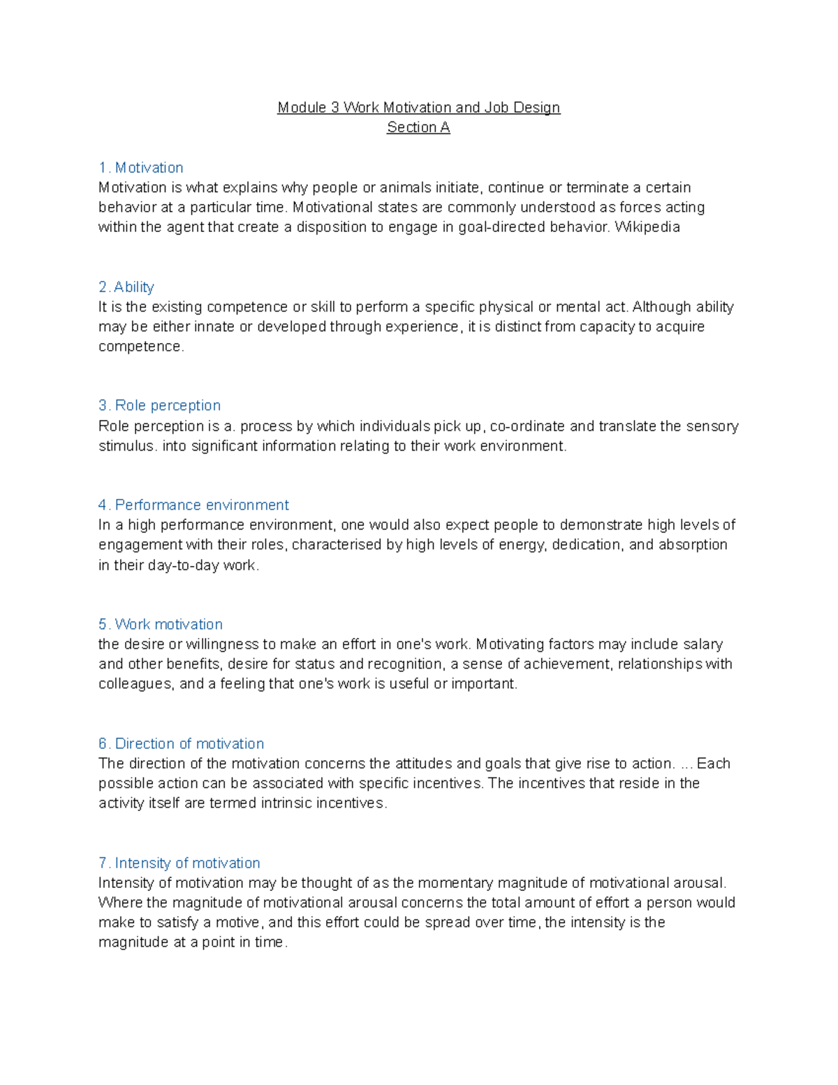 Work Motivation and Job Design - Psychology - MG University - Studocu