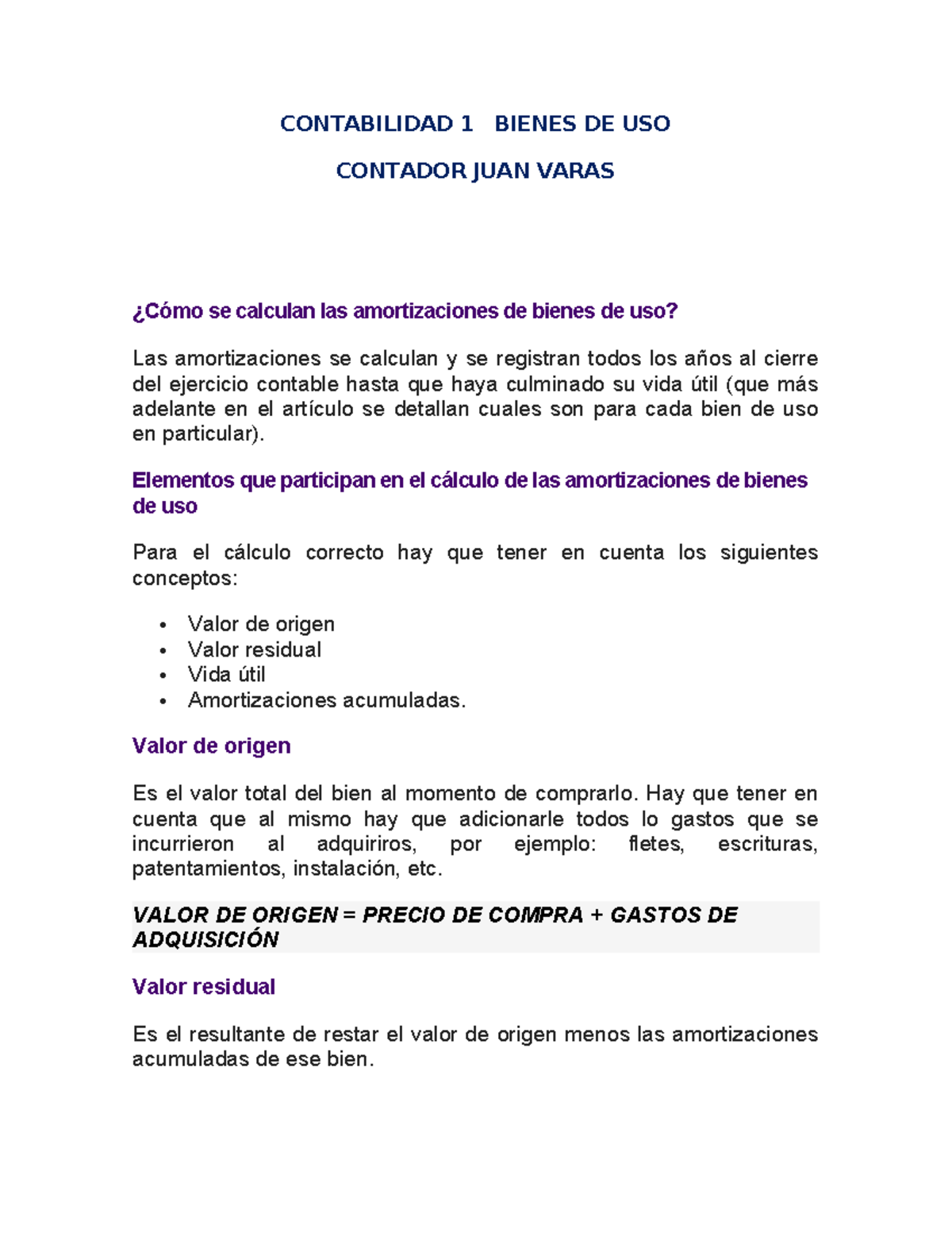 Contabilidad 1 Bienes DE USO 2024 Teoria Y Ejercicios - CONTABILIDAD 1 BIENES DE USO CONTADOR ...
