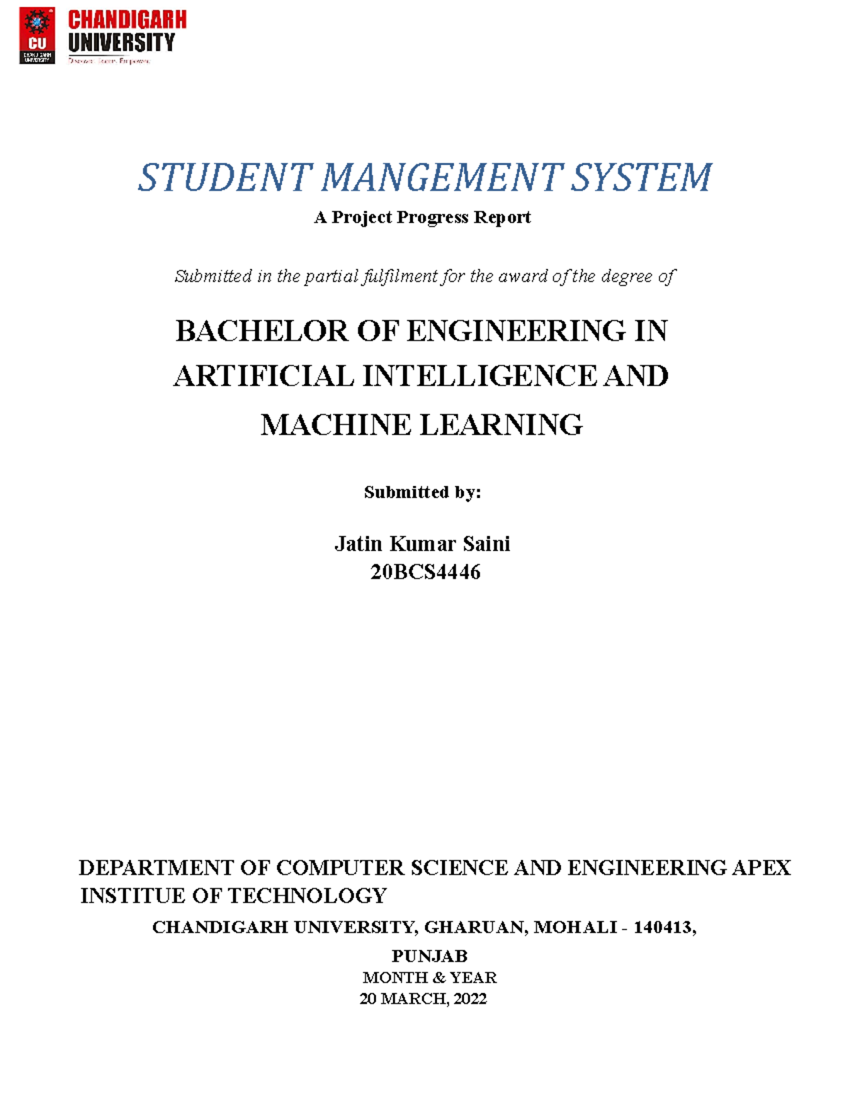 Progress Report - Abstract:Our main focus is design a unique Student ...