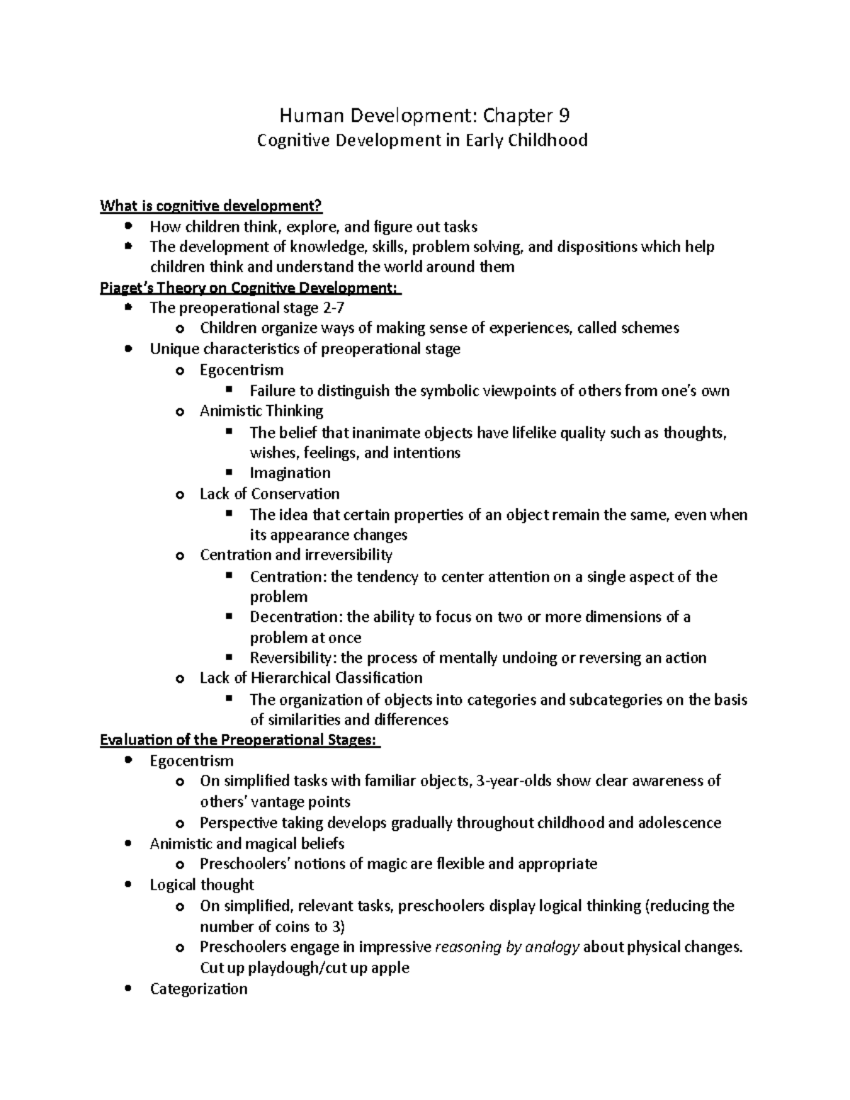 Chapter 9 - Cognitive Development in Early Childhood - Human ...