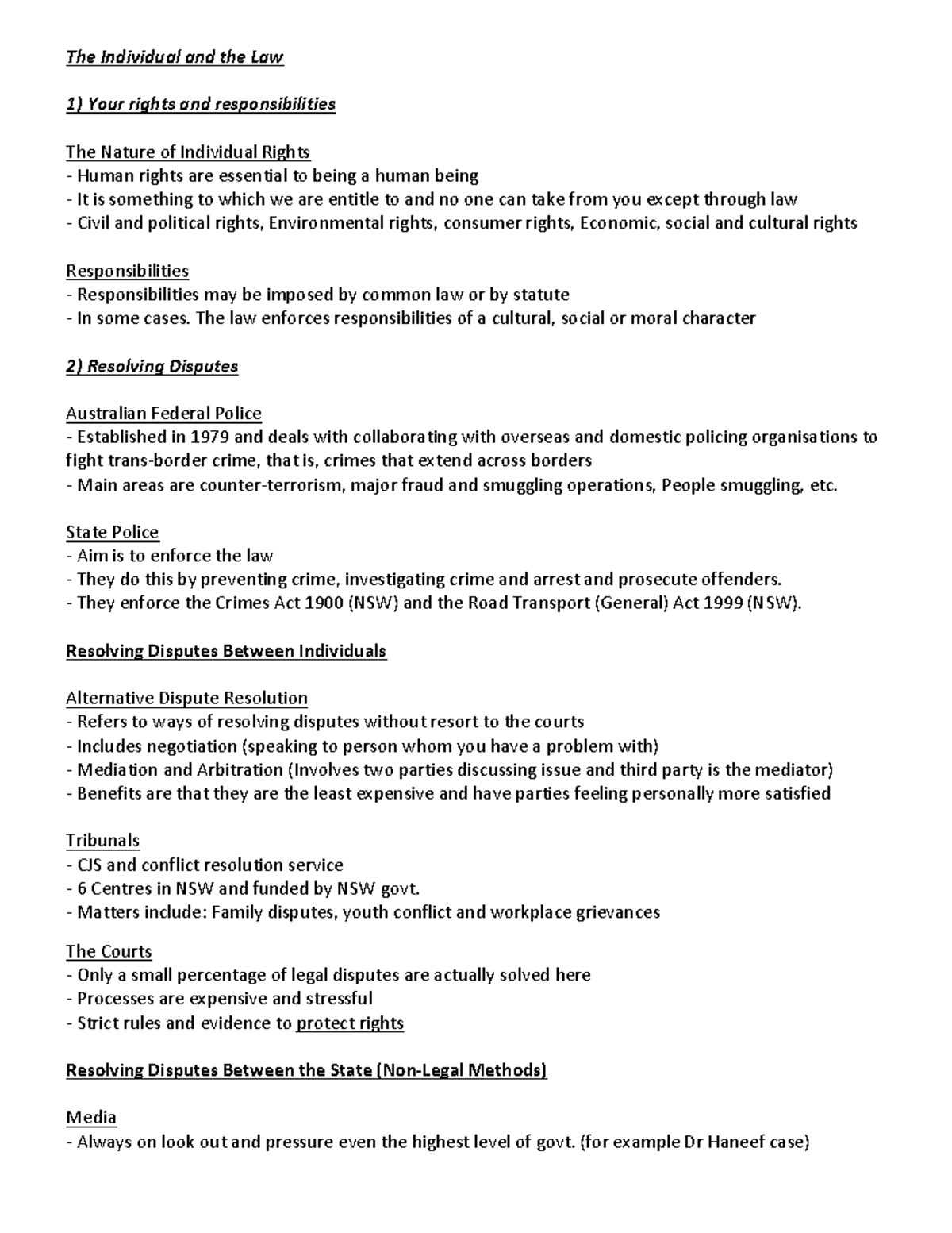 Individual and the law notes - The Individual and the Law Your rights ...