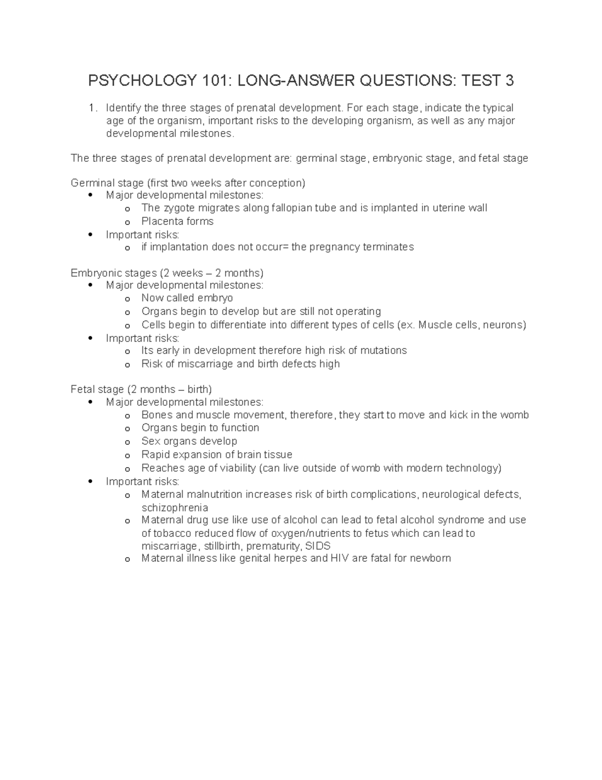 Exam 2019 Questions And Answers PSYCHOLOGY 101 LONG ANSWER exam-2019-questions-and-answers-psychology-101-long-answer