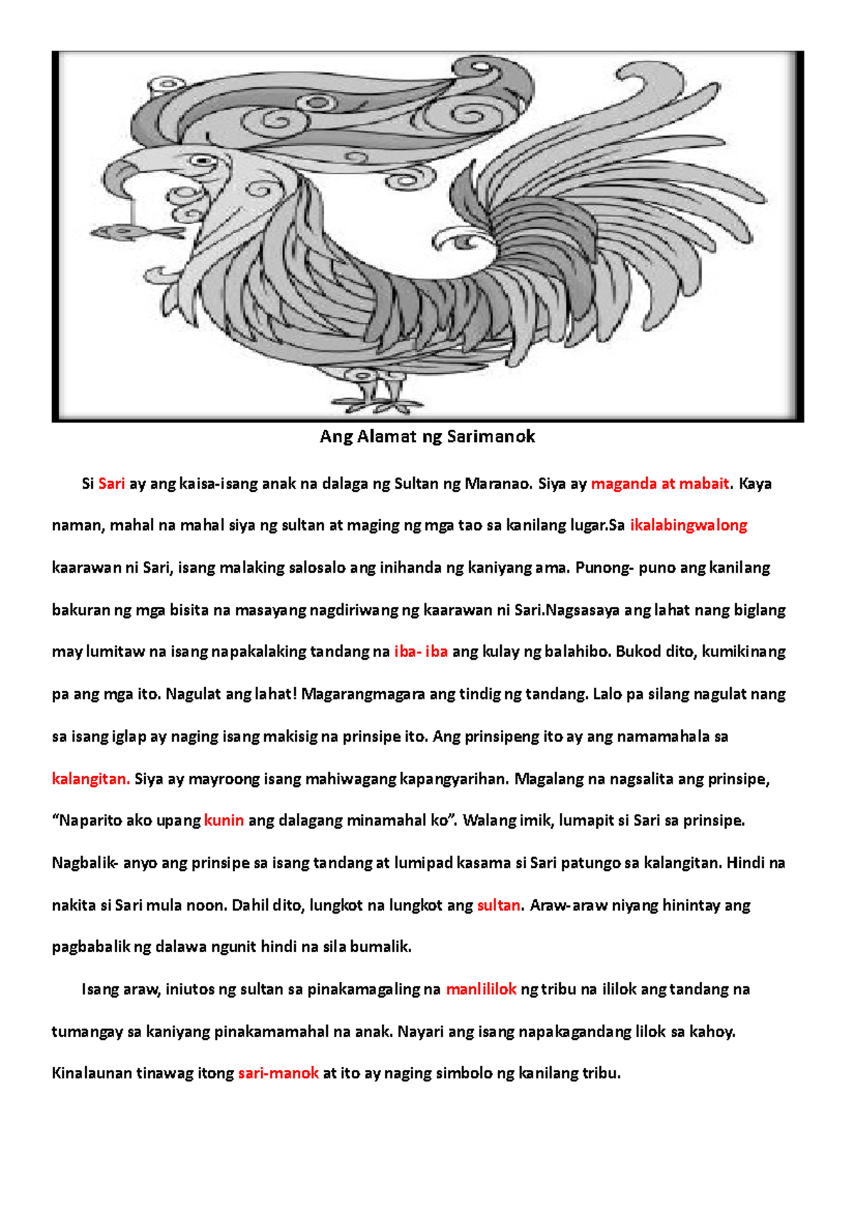 Sarimanok - FOR EDUCATIONAL PURPOSES - Ang Alamat ng Sarimanok Si Sari ...