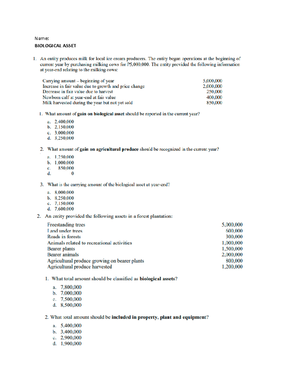 Biological-Asset - dns - variation - Name: BIOLOGICAL ASSET - Studocu